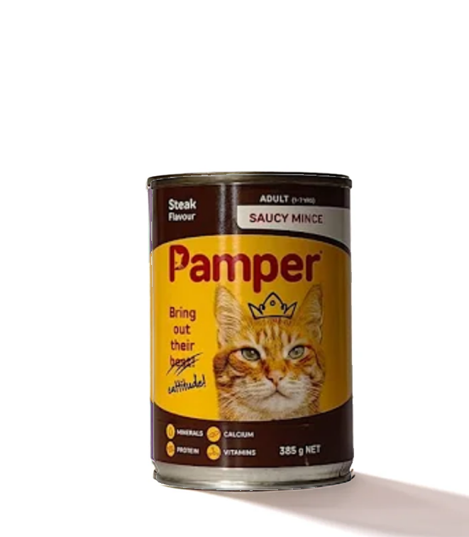 Pamper Cat Can - Steak Mince 385g - Midrand Pet Food